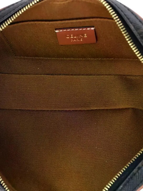 Celine Embroidered Triomphe Coated Canvas With Leather Small Shoulder Bag