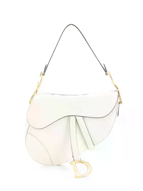 Dior Saddle Handbag Leather Medium Shoulder Bag - White