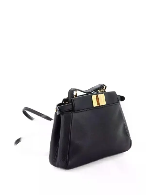 Fendi Peekaboo Bag Leather Micro Crossbody Bag - Black