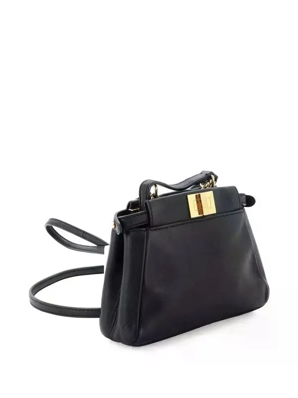 Fendi Peekaboo Bag Leather Micro Crossbody Bag - Black