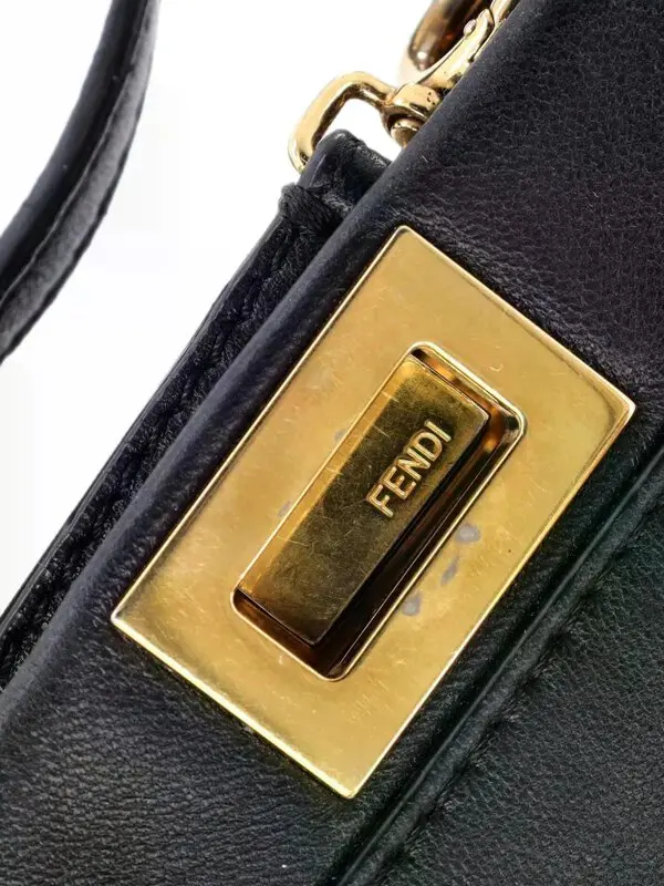Fendi Peekaboo Bag Leather Micro Crossbody Bag - Black