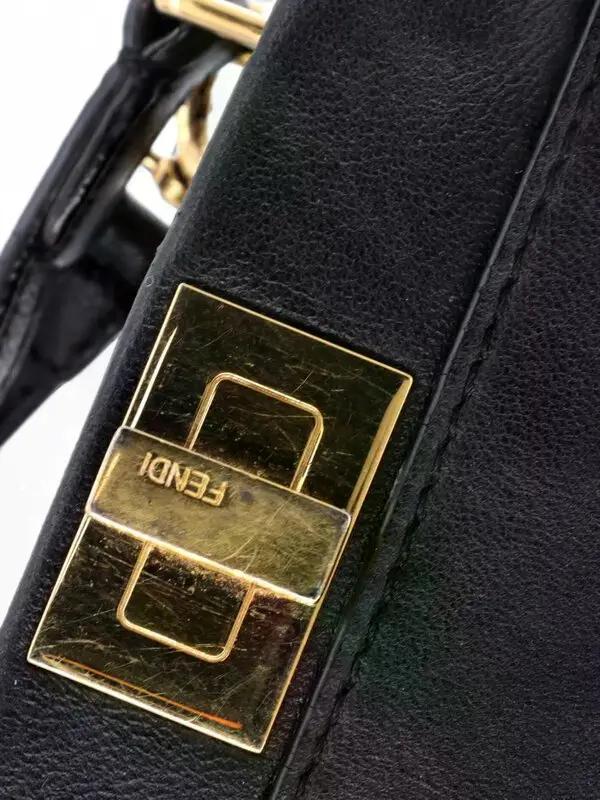 Fendi Peekaboo Bag Leather Micro Crossbody Bag - Black