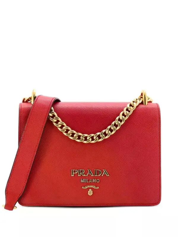 Prada Saffiano Leather Small Crossbody Bag With Chain Flap