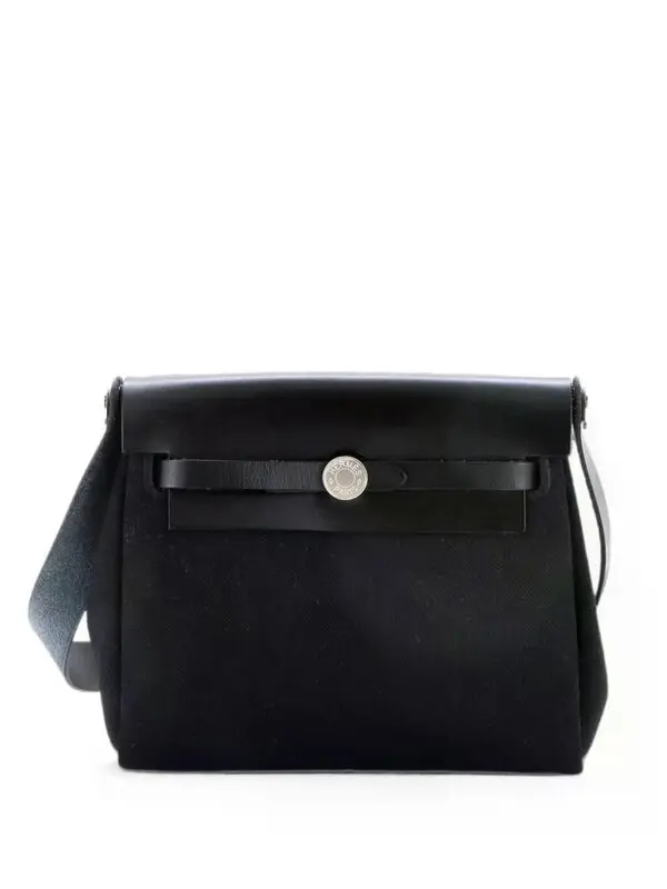 Hermès Herbag Zip Toile And Leather 20 Shoulder Bag - Black
