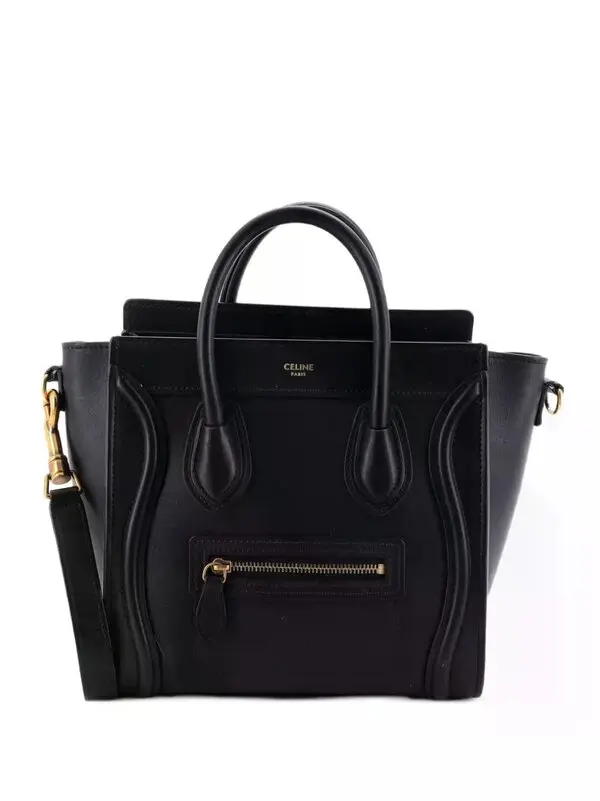 Celine Luggage Bag Smooth Leather Nano Crossbody Bag - Black