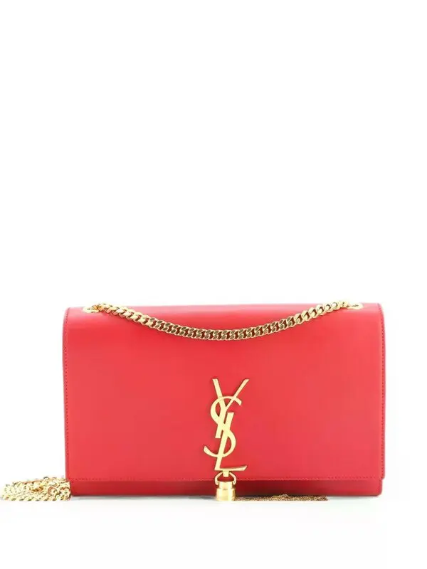 Saint Laurent Classic Monogram Tassel Leather Medium Crossbody Bag - Red