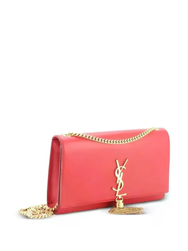 Saint Laurent Classic Monogram Tassel Leather Medium Crossbody Bag - Red