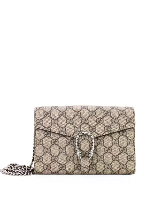 Gucci Dionysus Chain Wallet Gg Coated Canvas Small Crossbody Bag - Brown
