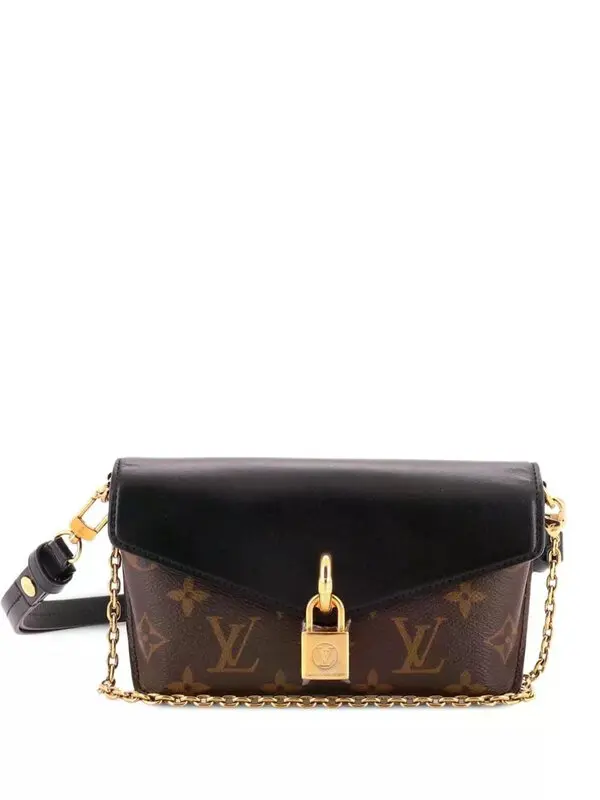 LOUIS VUITTON Padlock On Strap Handbag Monogram Canvas And Leather Crossbody Bag - Black