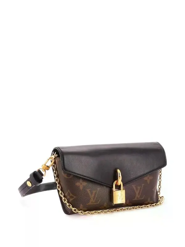 LOUIS VUITTON Padlock On Strap Handbag Monogram Canvas And Leather Crossbody Bag - Black