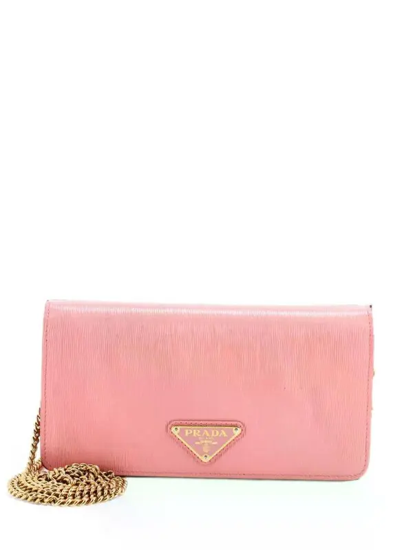 Prada Wallet On Chain Vitello Move Long Crossbody Bag - Pink