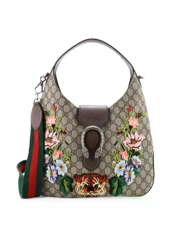 Gucci Dionysus Embroidered Gg Coated Canvas Medium Hobo Bag