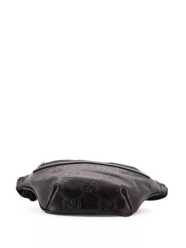 Gucci Gg Embossed Perforated Leather Small Belt Bag - Black