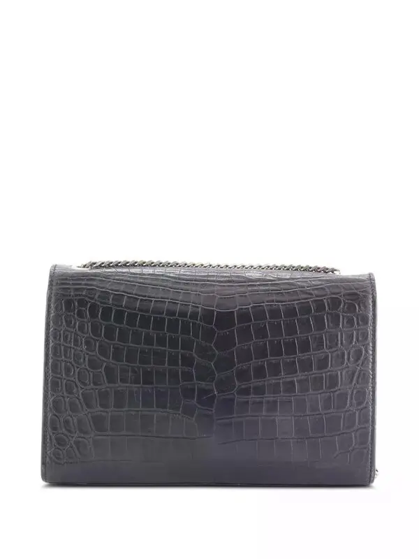 Saint Laurent Monogram Tassel Crocodile Embossed Leather Medium Crossbody Bag