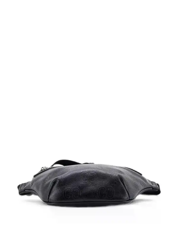 Gucci Gg Embossed Perforated Leather Small Belt Bag - Black