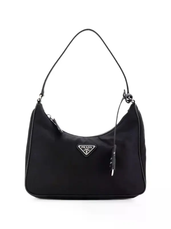 Prada Re-edition 2005 Tessuto With Saffiano Leather Mini Hobo Bag - Black