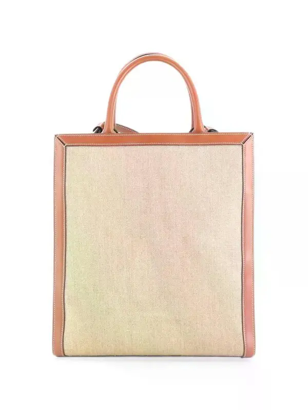 Celine Vertical Cabas Printed Canvas And Leather Small Tote Bag - Brown