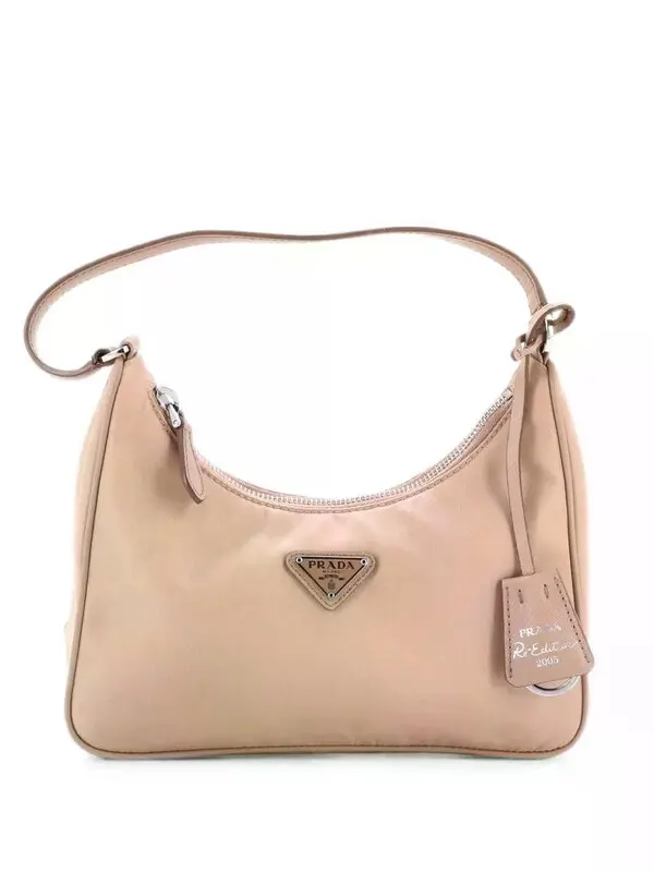 Prada Re-edition 2005 Tessuto With Saffiano Leather Mini Hobo Bag - Neutrals