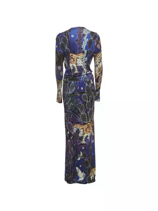 Just Cavalli Printed Long-sleeve Maxi Dress - Blue