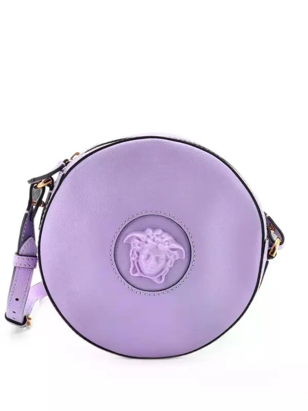 Versace La Medusa Round Camera Bag Leather Small Crossbody Bag - Purple