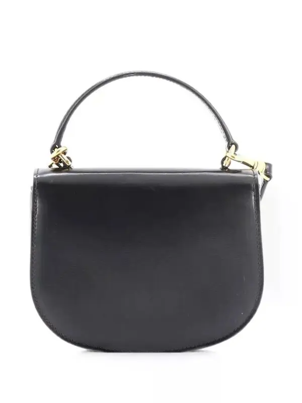 Celine Triomphe Besace Clea Top Handle Flap Bag Leather Mini Satchel - Black
