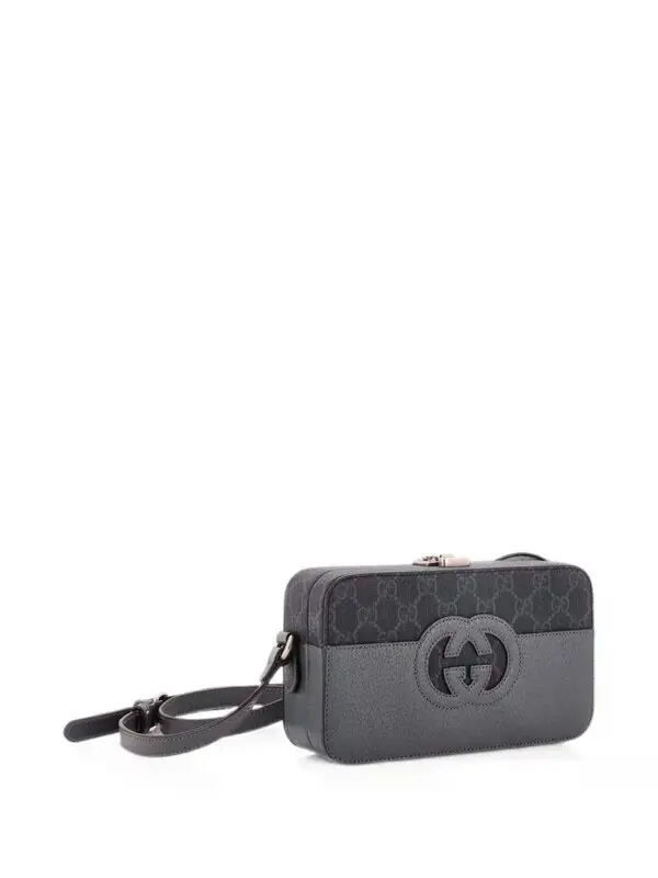 Gucci Padlock Interlocking G Gg Coated Canvas And Leather Mini Crossbody Bag - Black