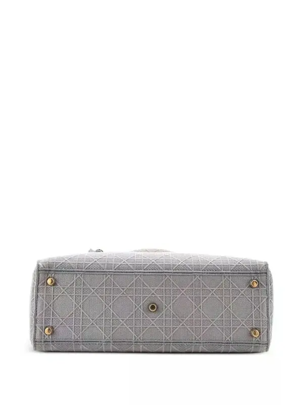 Dior Lady D-lite Bag Cannage Embroidered Canvas Large Tote Bag - Grey