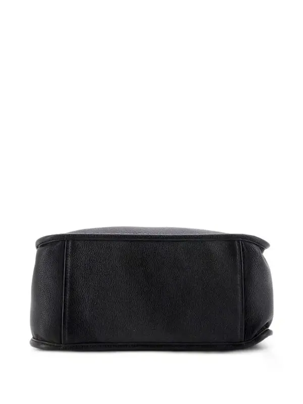 Prada Logo Strap Leather Medium Hobo Bag - Black