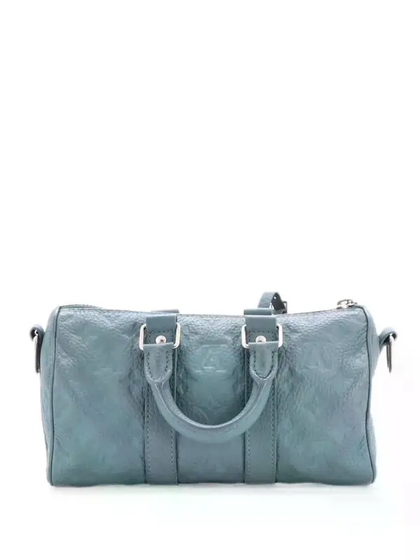 LOUIS VUITTON Keepall Bandouliere Bag Monogram Taurillon Leather 25 Handbag - Blue