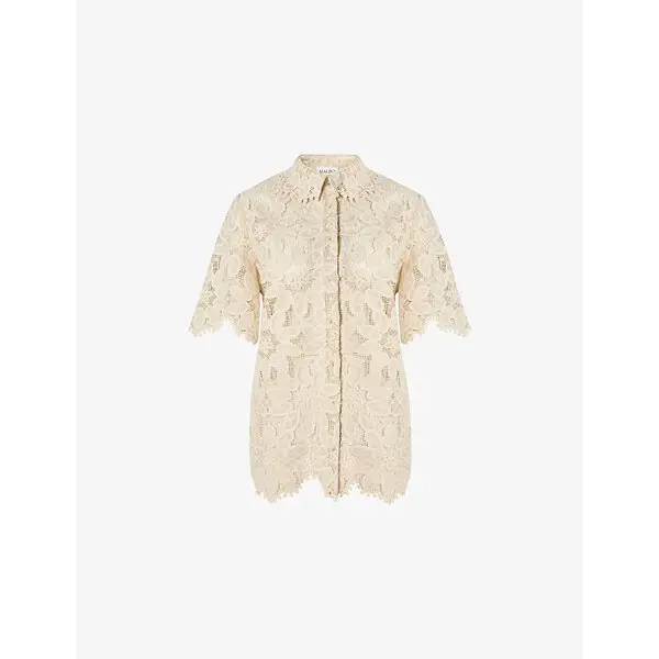 MALINA Ari Short-sleeve Guipure-lace Shirt - Sand