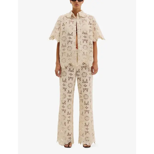 MALINA Ari Short-sleeve Guipure Lace Shirt