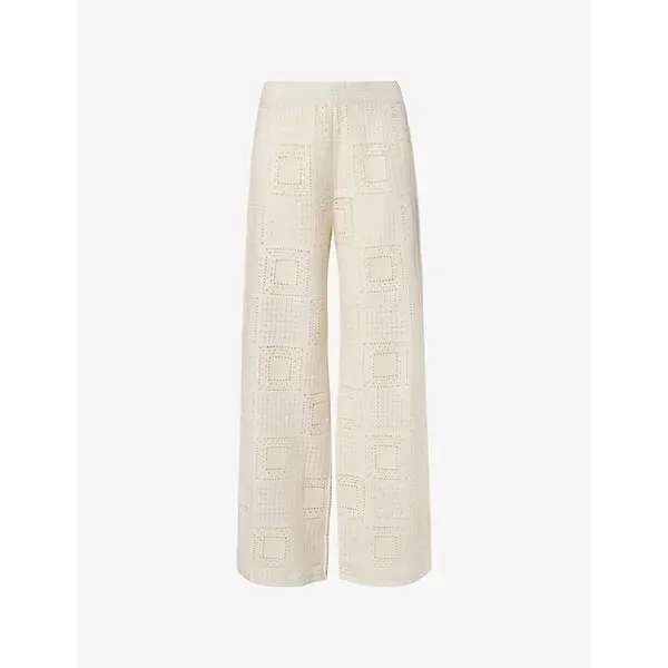 MALINA Aleya Straight-leg Crochet Trousers - Vanilla