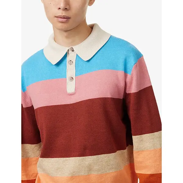 Paul Smith Colour-block Long-sleeve Cotton And Linen-blend Polo