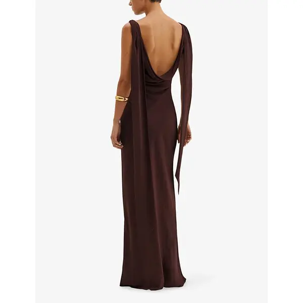 MALINA Vida Cowl-neck Stretch-woven Maxi Dress