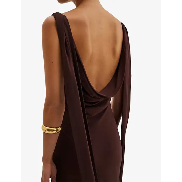MALINA Vida Cowl-neck Stretch-woven Maxi Dress
