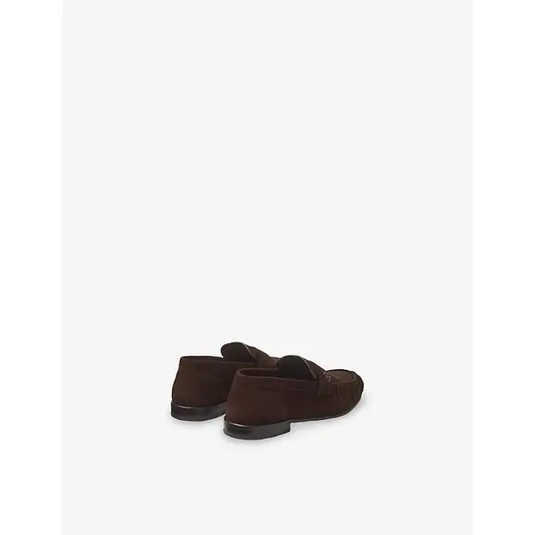 JIMMY CHOO Ellis Etched Suede Loafers - Chocolate