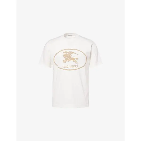 Burberry Knight Stamp Cotton-jersey T-shirt - Chalk