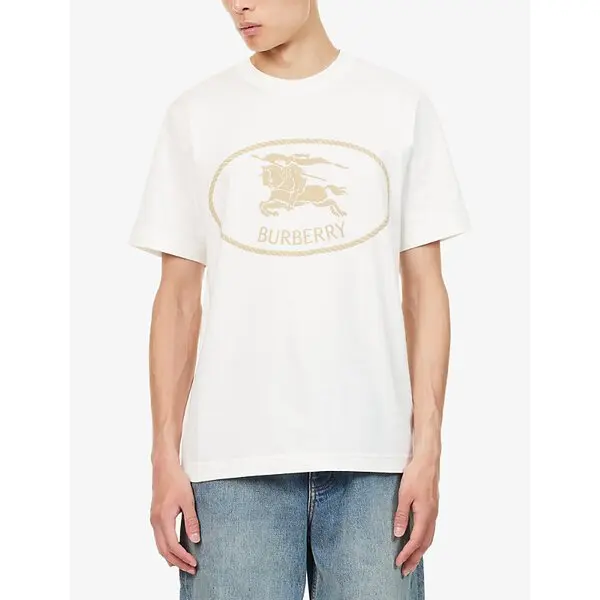 Burberry Knight Stamp Cotton-jersey T-shirt - Chalk