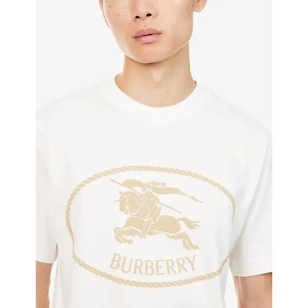 Burberry Knight Stamp Cotton-jersey T-shirt - Chalk