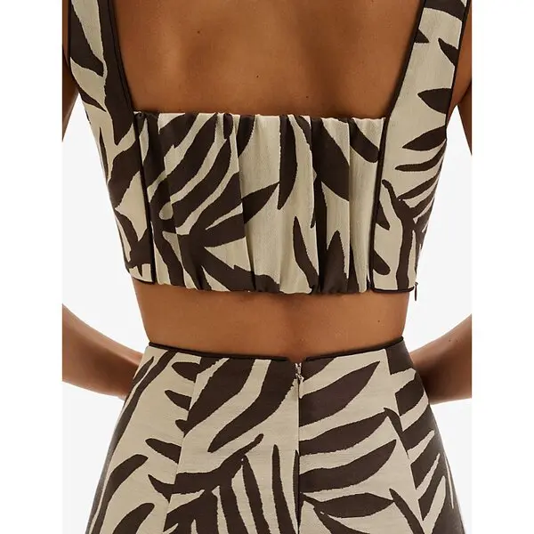 MALINA Mereya Sleeveless Jacquard Cropped Top