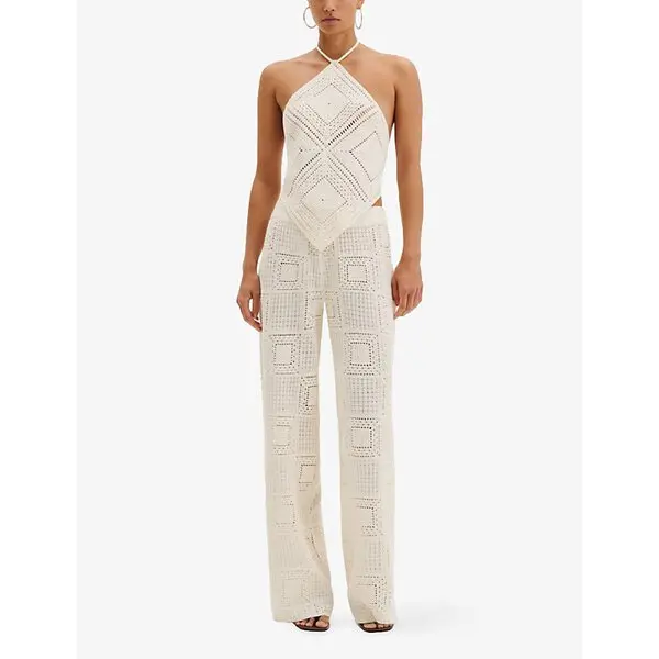MALINA Lia Halterneck Crochet Knitted Top