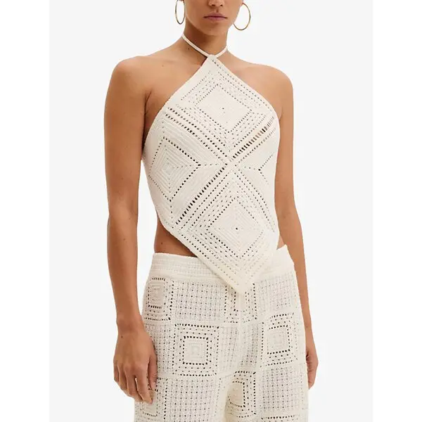MALINA Lia Halterneck Crochet Knitted Top