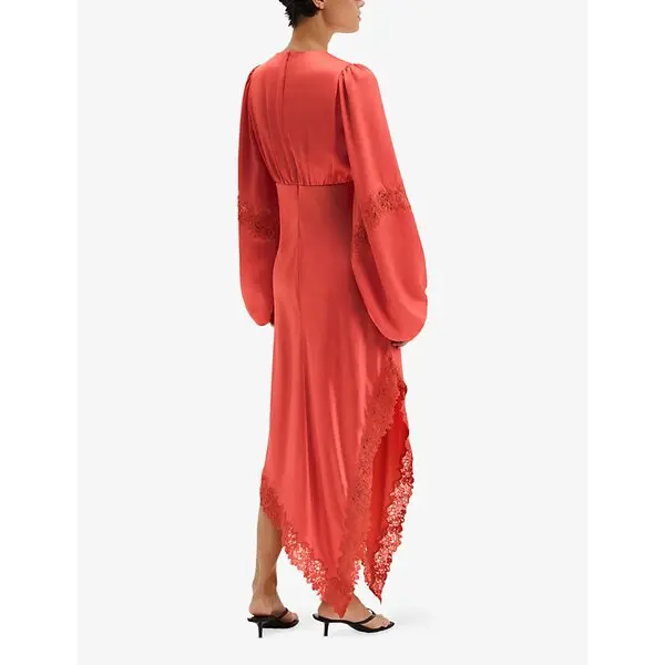 MALINA Seema V-neck Satin Maxi Dress
