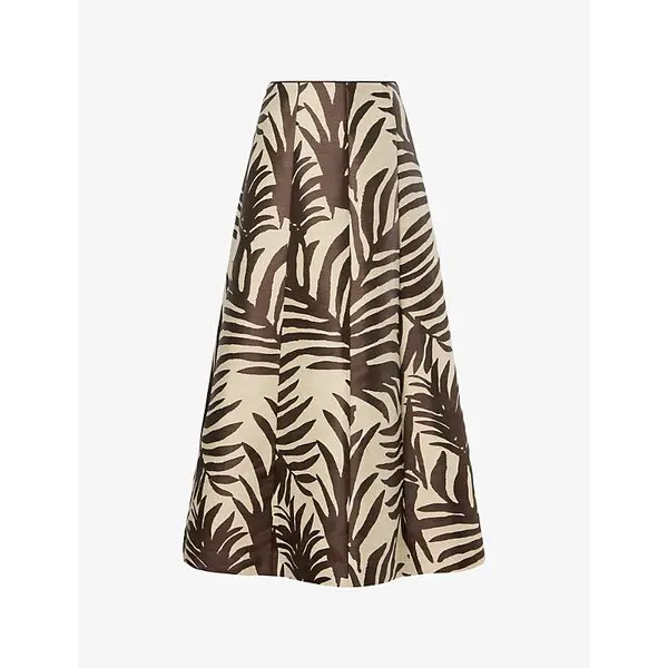 MALINA Meline Flared Jacquard Midi Skirt