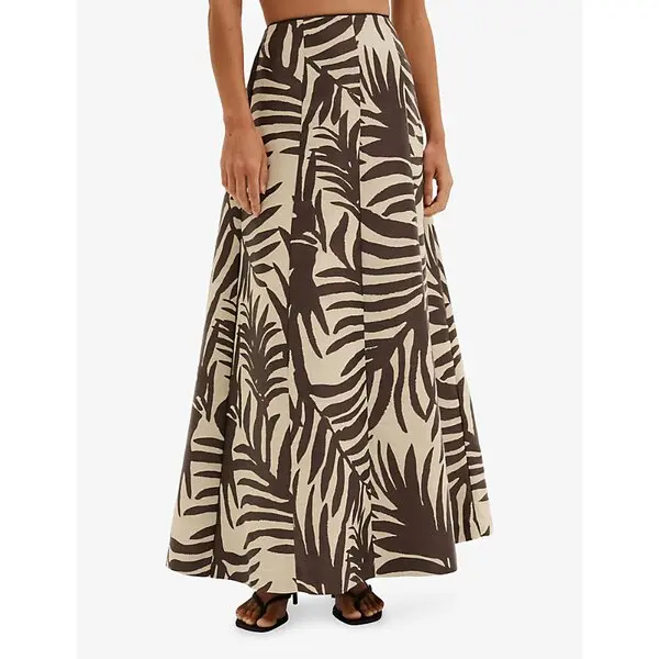 MALINA Meline Flared Jacquard Midi Skirt