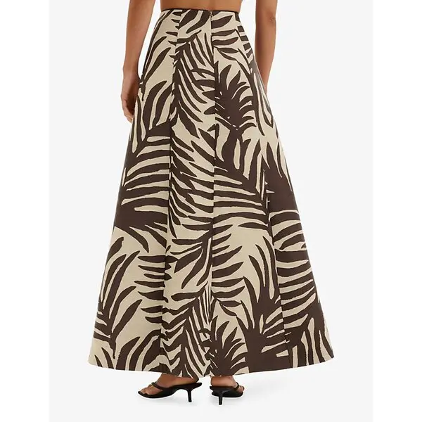 MALINA Meline Flared Jacquard Midi Skirt