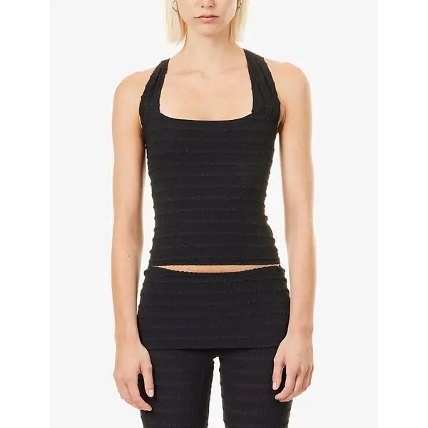 PEACHY DEN Cindy Racer-back Stretch-woven Top