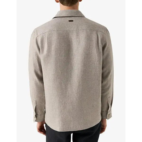 Eton Patch-pocket Linen-blend Shirt Jacket
