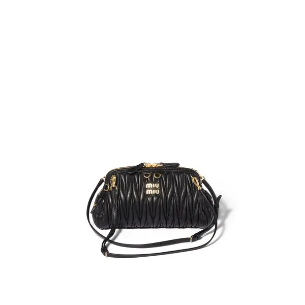 Miu Miu Caprice Matelassé Nappa Leather Clutch - Black