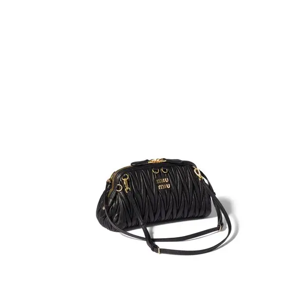 Miu Miu Caprice Matelassé Nappa Leather Clutch - Black
